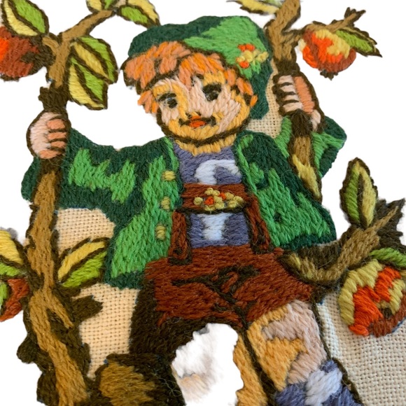 None | Art | Vintage Hummel Hand Stitched Framed Embroidery Boy And ...